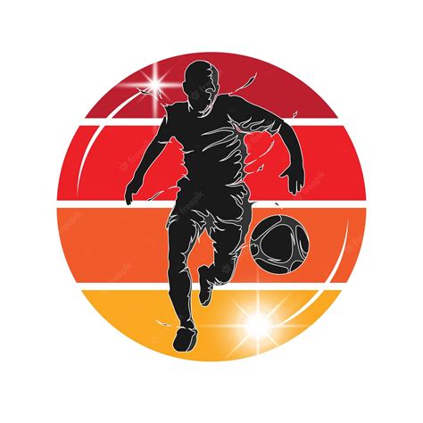 축구 축구 선수 실루엣 벡터 디자인 프리미엄 벡터