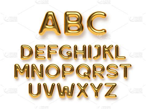 黄金金属字母向量集。