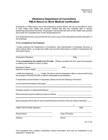 15 Fmla Return To Work Form Free To Edit Download And Print Cocodoc