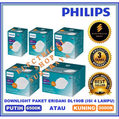 Jual Paket Isi Lampu Philips Downlight Led Eridani Multipack Watt Plafon