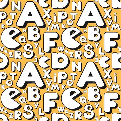 Repeating Alphabet Pattern On Yellow Background Stock Vector By