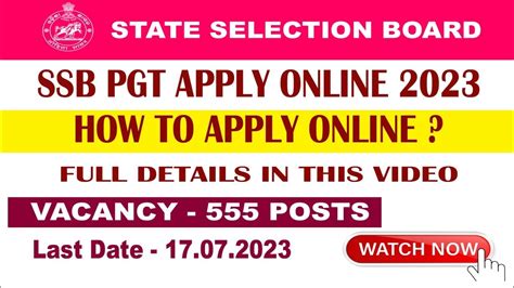 Ssb Pgt Online Apply 2023 Odisha Ll How To Apply Ssb Pgt Recruitment