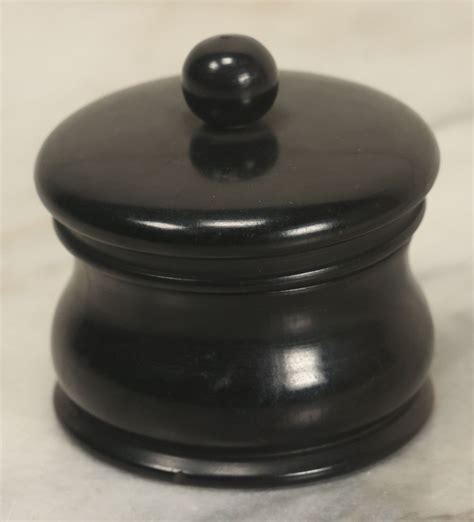Lot 046 Antique Turned Ebony Wood Dresser Box With Lid Marked Ebony