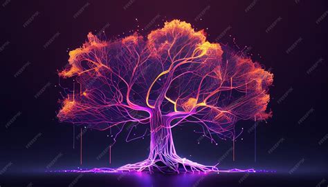 Premium Photo Artificial Intelligence Concept A Tree With Branches In The Form Of Neurons