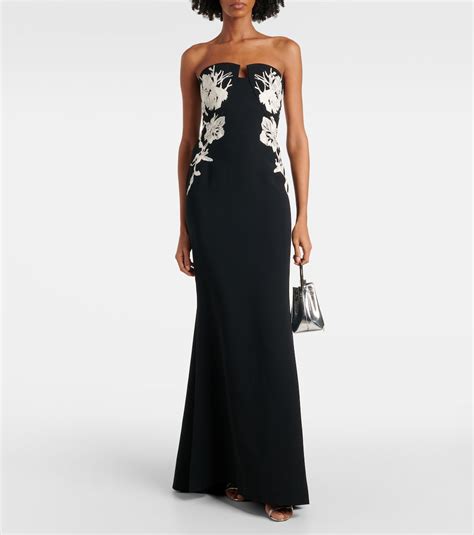 Embroidered Strapless Gown In Black Elie Saab Mytheresa
