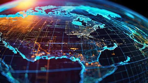 Abstract Digital World Map Global Network And Communication Concept