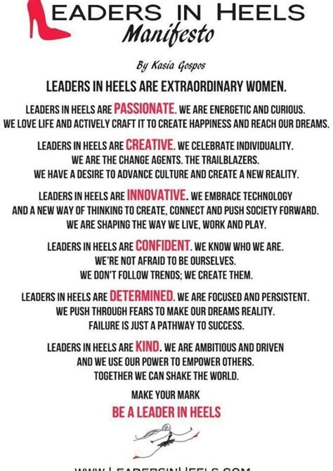 Our Manifesto Leaders In Heels For Successful Women In Business