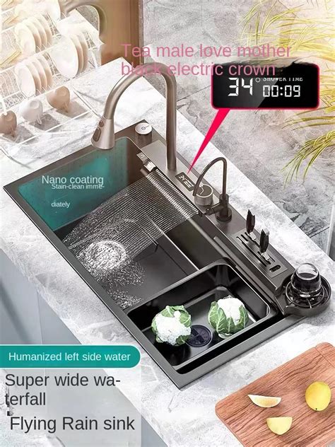 Vier De Cascade De Cuisine En Acier Inoxydable Grand Simple Affichage Num Rique Bassin