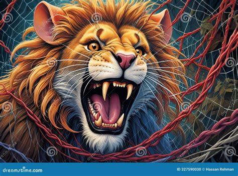 Dramatic And Intense Illustration Of A Mouse Gnawing At A Tangled Web