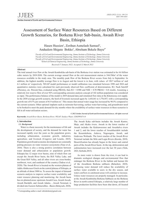 PDF Assessment Of Surface Water Resources Based On Different Growth
