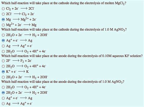 Solved Which Half Reaction Will Take Place At The Cathode