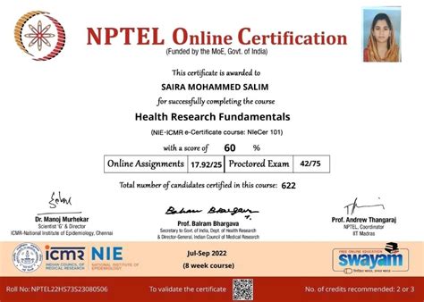 Dr Saira Mohammed Salim On Linkedin Nptel Certification