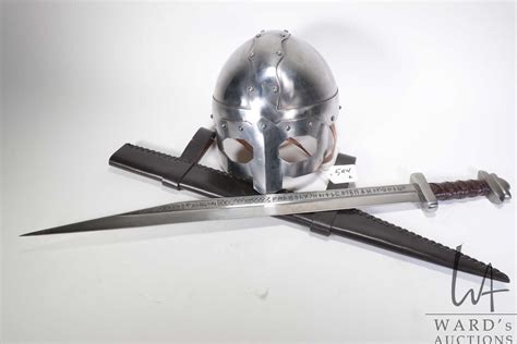 Viking Style Short Sword With Inscripted 23 Single Edged Blade