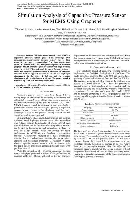 pdf simulation analysis of capacitive pressure sensor for mems using