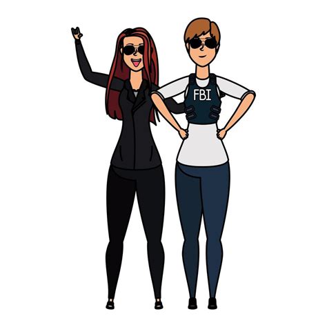 Young Women Fbi Agent And Rude Girl 2843744 Vector Art At Vecteezy