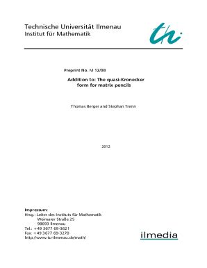 Fillable Online Addition To The Quasi Kronecker Form For Matrix