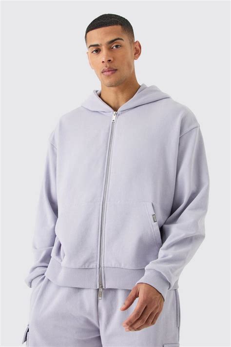 Oversized Boxy Heavyweight Zip Through Hoodie Boohoo Uk