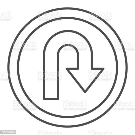 유턴 트래픽 사인 씬 라인 아이콘 흰색 배경에 턴 기호와 네비게이션 개념 도로 기호 모바일 개념 및 웹 디자인을위한 개요 스타일의 U턴 도로 기호 아이콘 벡터 그래픽 돌기에