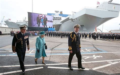In Pictures The Queen Names Aircraft Carrier HMS Queen Elizabeth In Rosyth