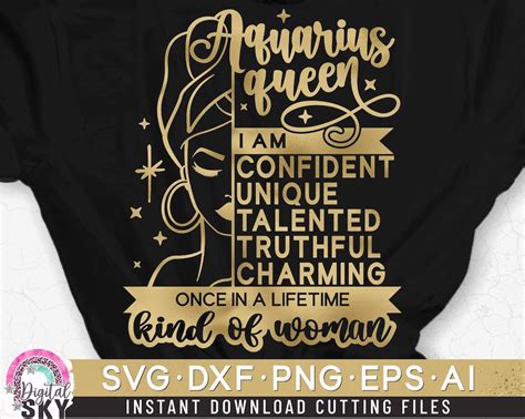 Aquarius Queen Svg Birthday Queen Svg Black Women Svg Afro Girl Svg