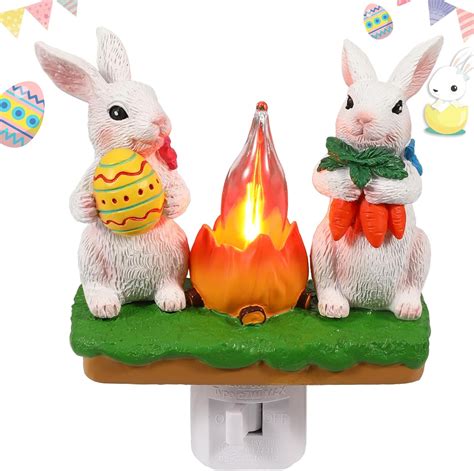 Ditip Bunny Campfire Flickering Nightlight Rabbit Night Light Plug