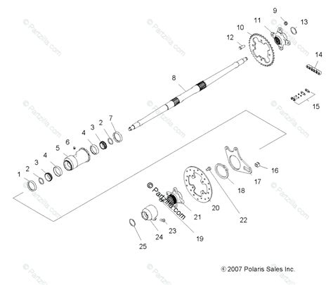 Polaris Atv 2007 Oem Parts Diagram For Axle Rear And Housing
