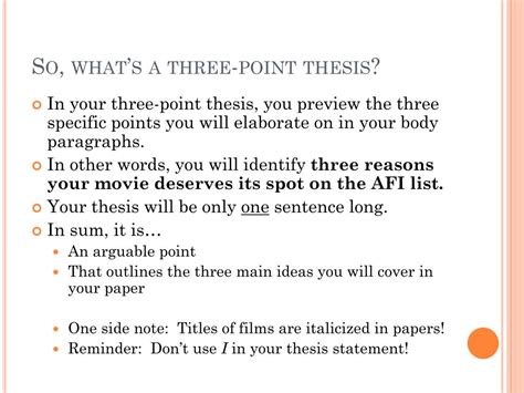 Ppt The Three Point Thesis Powerpoint Presentation Free Download Id 2858937