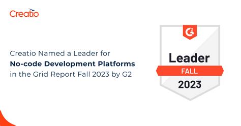 Creatio Named A Leader In The G2 Grid Report I Fall 2023 For No Code