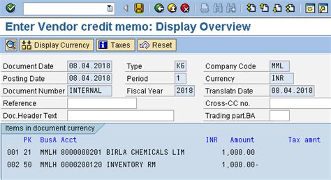 Sap Fico Module Learning Credit Memo Postings