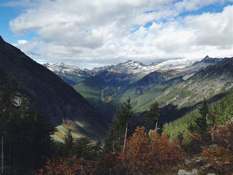 View Of Cascades In Autumn From Cascade Pass Trail By Stocksy