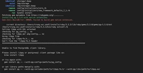 An Error Occurred While Installing Pg 156 And Bundler Cannot Continue When Running Rails