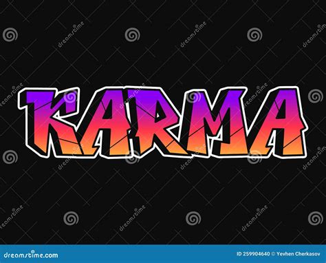 Karma Word Trippy Psychedelic Graffiti Style Lettersvector Hand Drawn