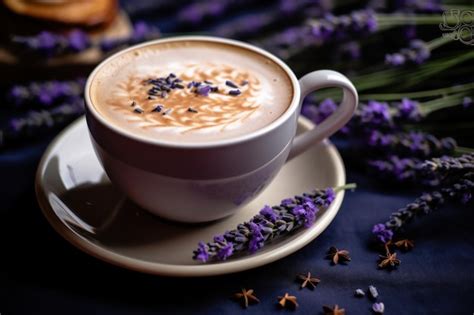 Premium Ai Image Homemade Cappuccino Raf Coffee With Lavender On Dark