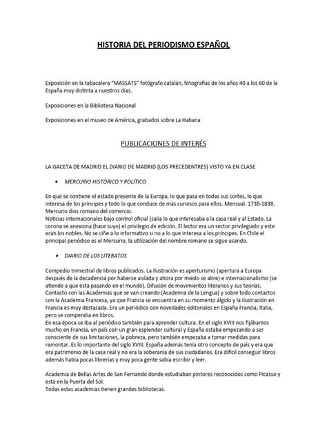 Historia Del Periodismo Español Cris Pdf España Romanticismo