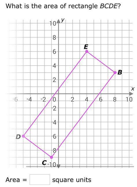 Solved What Is The Area Of Rectangle BCDE X 0 Area Square Units Math