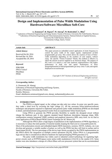 design and implementation of pulse width modulation using hardware software microblaze soft core