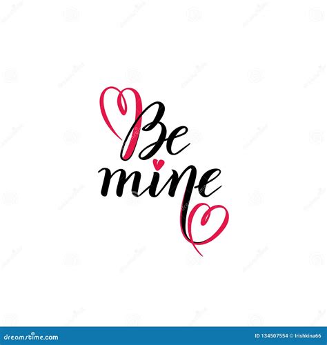 Be Mine Valentine Hand Lettering Calligraphy Vector Text Valentines