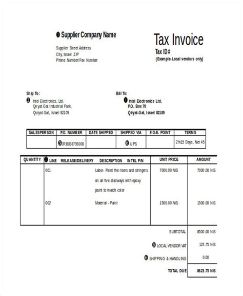 Vendor Invoice Template