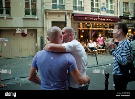Paris France People Celebrating After LGTBQI Lgbt Samesex Gay Pride In The Marais District