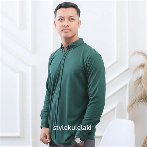 Jual Kemeja Cowok Polos Lengan Panjang Slimfit Kemeja Formal Pria Bahan