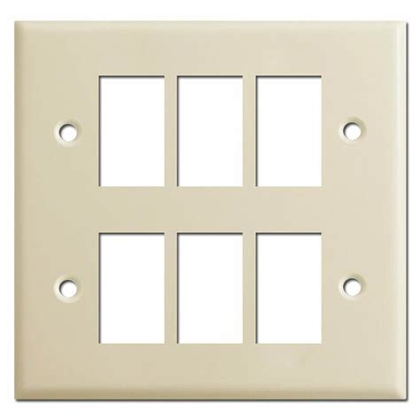 New Style Ge Two Gang 6 Switch Low Voltage Wall Plates Ivory