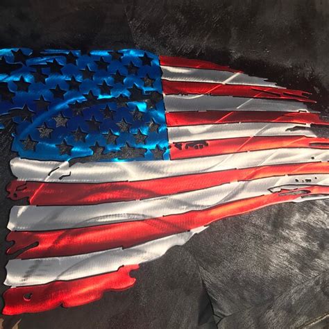 Tattered American Flag Metal Art Etsy
