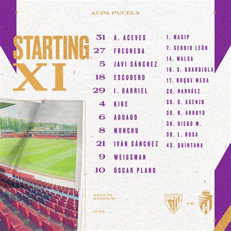 Athletic Club On Twitter RT RealvalladolidE Our STARTING XI