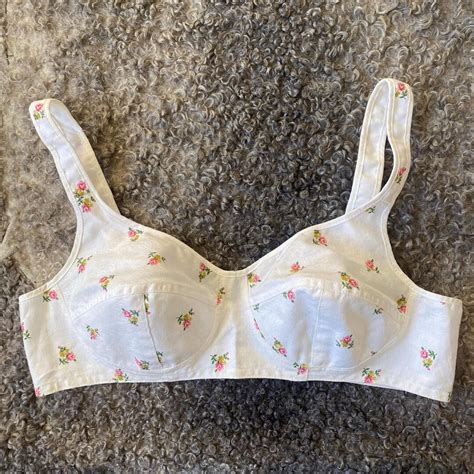 Vintage Cotton Bra With Small Pink Flowers Cotton Brassiere Ladies