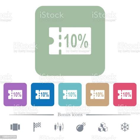 10 할인 쿠폰 플랫 아이콘 색상에 둥근 사각형 배경 광고에 대한 스톡 벡터 아트 및 기타 이미지 광고 구멍 뚫기 눈송이 Istock