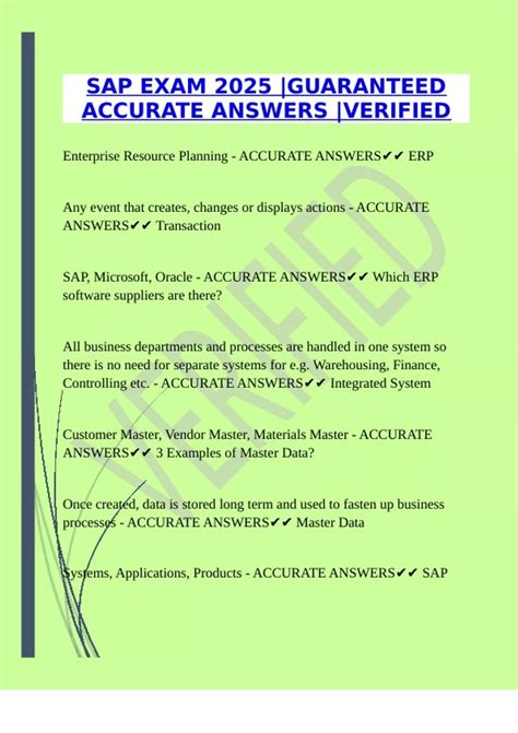sap exam 2025 guaranteed accurate answers verified sap stuvia us