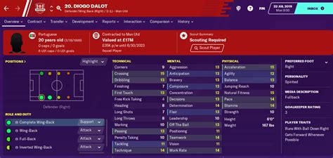 FM20 Wonderkid Diogo Dalot FM Blog