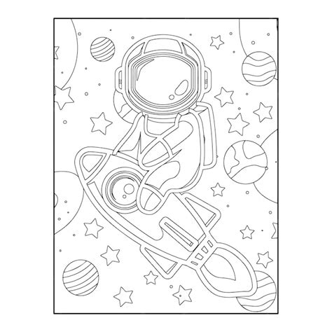 아이들을 위한 우주 색칠 공부 페이지 프리미엄 벡터