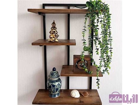 شلف چوبی و فلزی چهار طبقه آسان نصب فروشگاه رزین مارکت