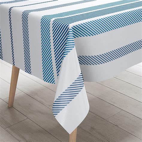 Blue And White Striped Tablecloth French Stripe Fabric Dust Proof